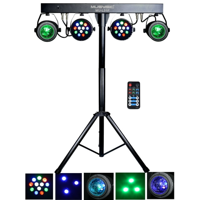 MUSYSIC MU-L31F Complete Professional 4-Par 4-in-1 Stage LED Lights DJ ...