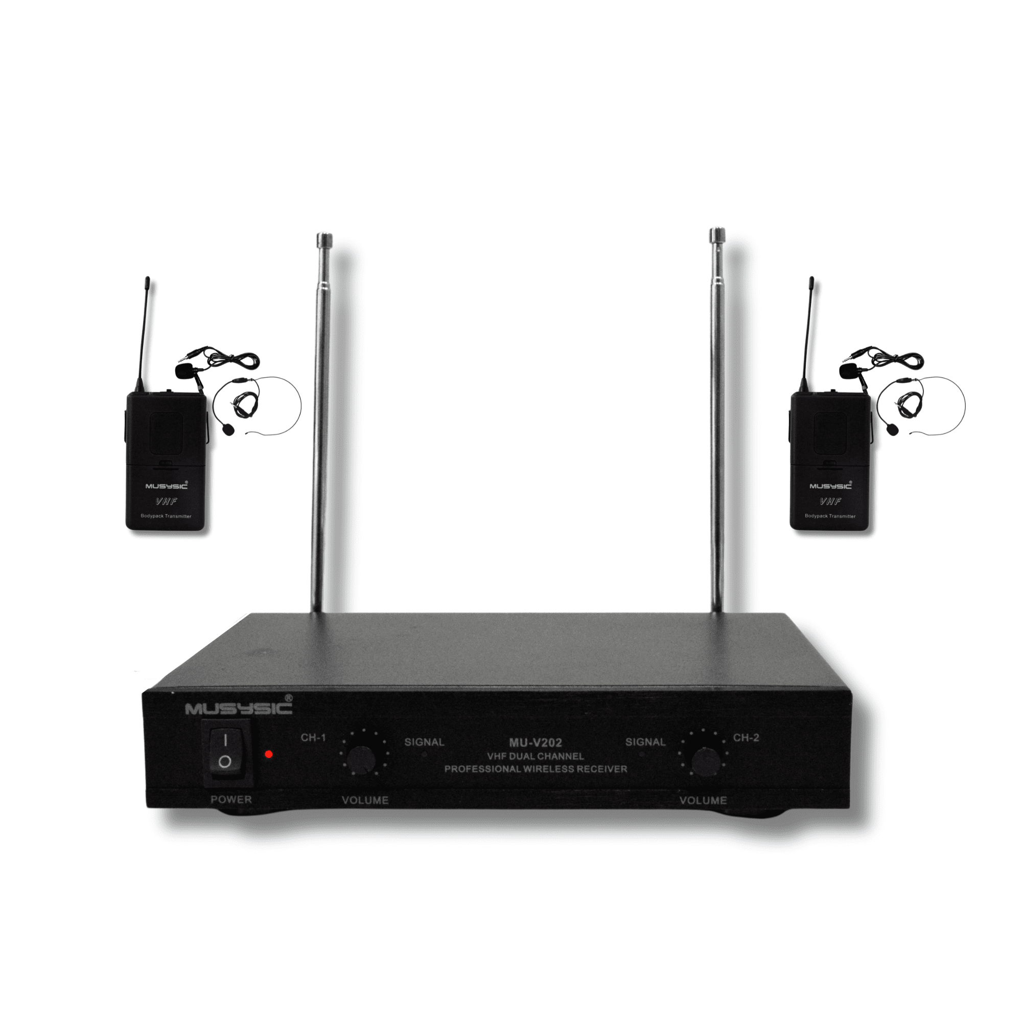 MUSYSIC Professional Dual Channel VHF Lapel/Lavalier Wireless ...