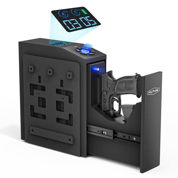 MUTAK Biometric Gun Safe for Handgun with LCD Screen for Nightstand ...