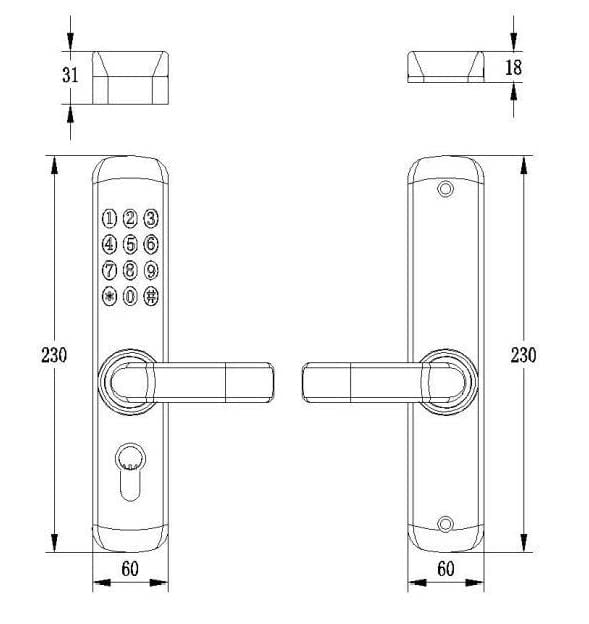 MUTEX Mechanical Keyless Lock MX230S with Keypad & Mechanic Key Entry ...