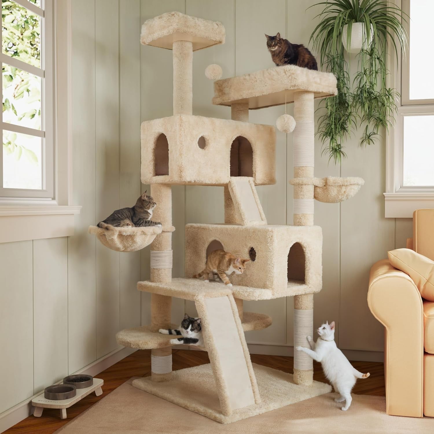 MUTICOR 66 Inches Multi-Level Large Cat Tree Tower for Indoor Big Cats ...