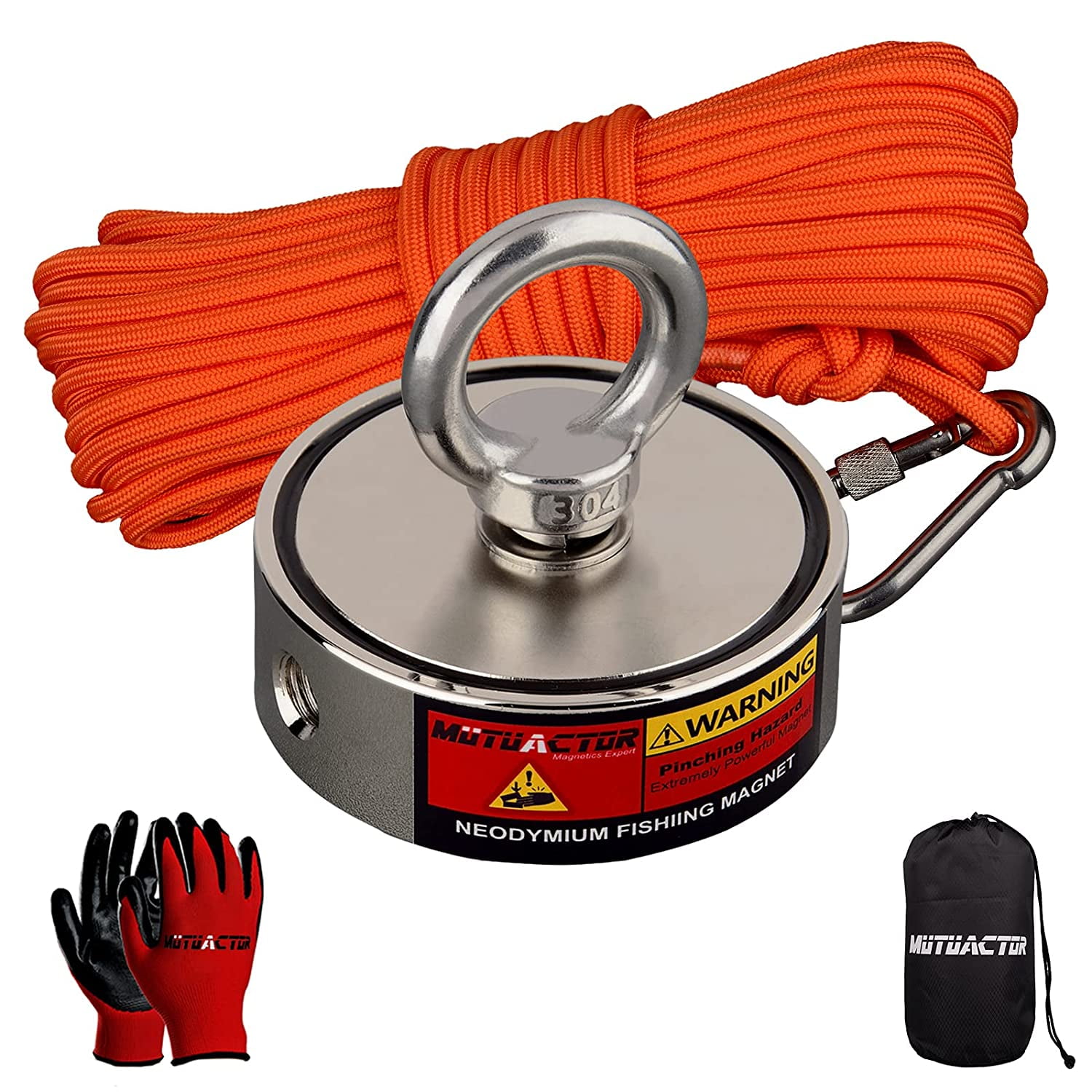 Large Powerful Weighted Neodymium Fishing Magnet Set, 1100lb Double ...