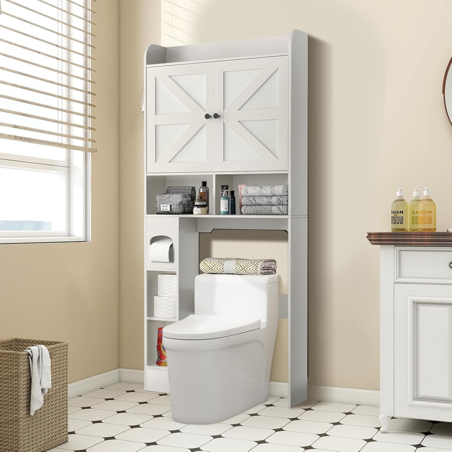 MUUEGM 32.3''W Over The Toilet Storage Cabinet, Bathroom Shelf Over Toilet Organizers & Storage ...