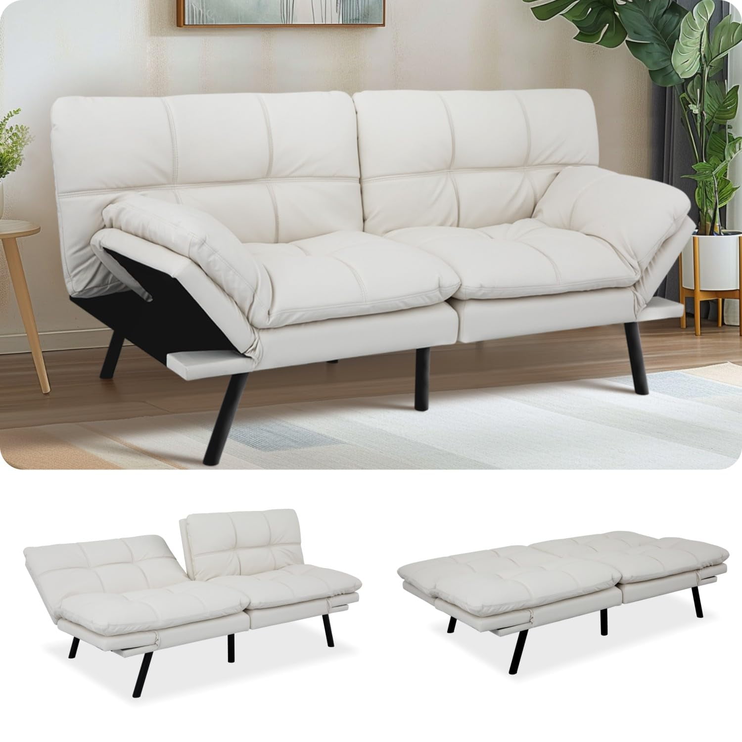 MUUEGM Memory Foam Futon Sofa Bed, 71