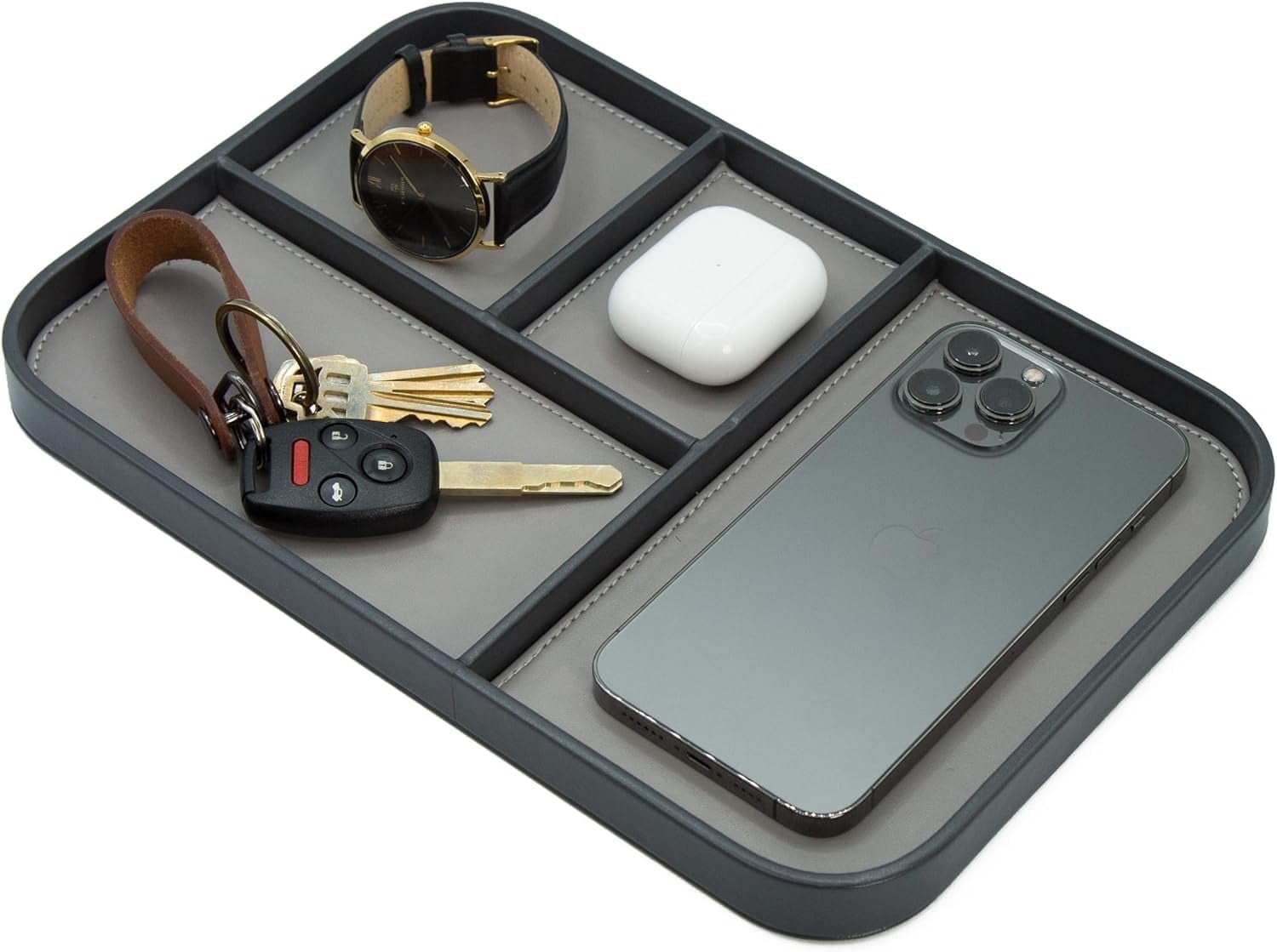 MUUJEE Leather Catchall Multitray (Design 2) - 11.65 x 7.75 x 0.8 ...