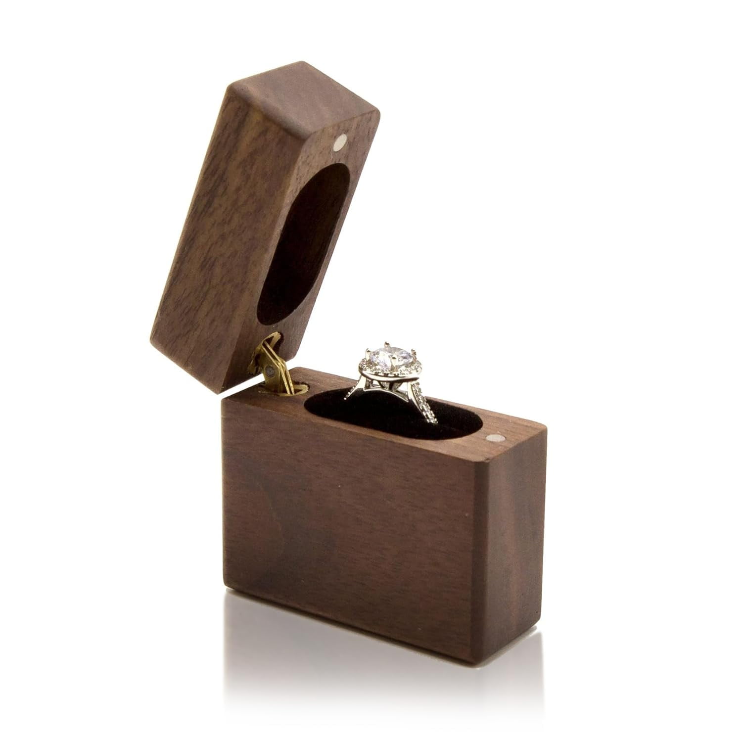 MUUJEE Slim Engagement Ring Box - Wooden Pocket SIze Secret Ring Box ...