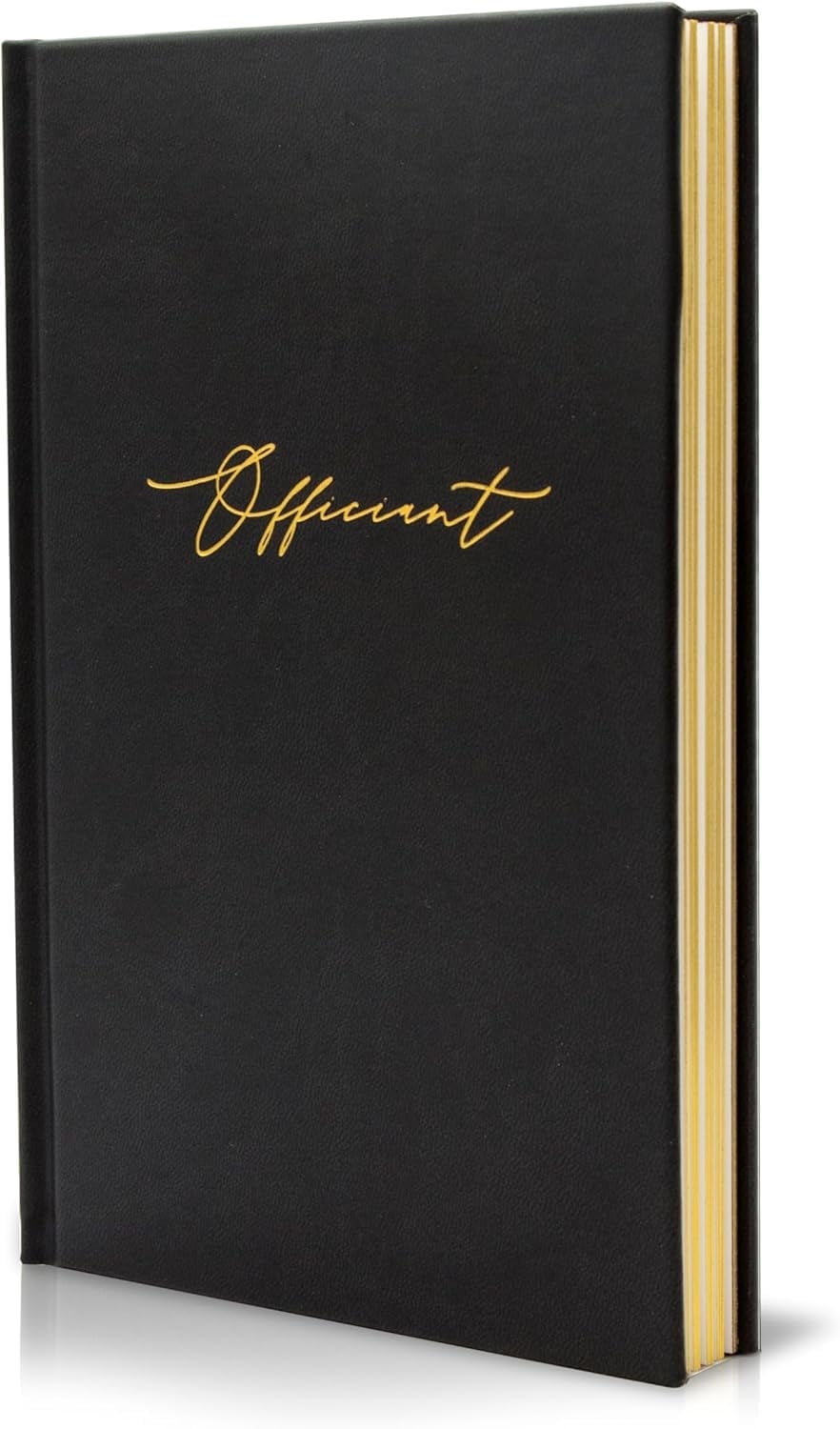 MUUJEE Wedding Officiant Book - Black Gold Embossed Hardcover Journal ...