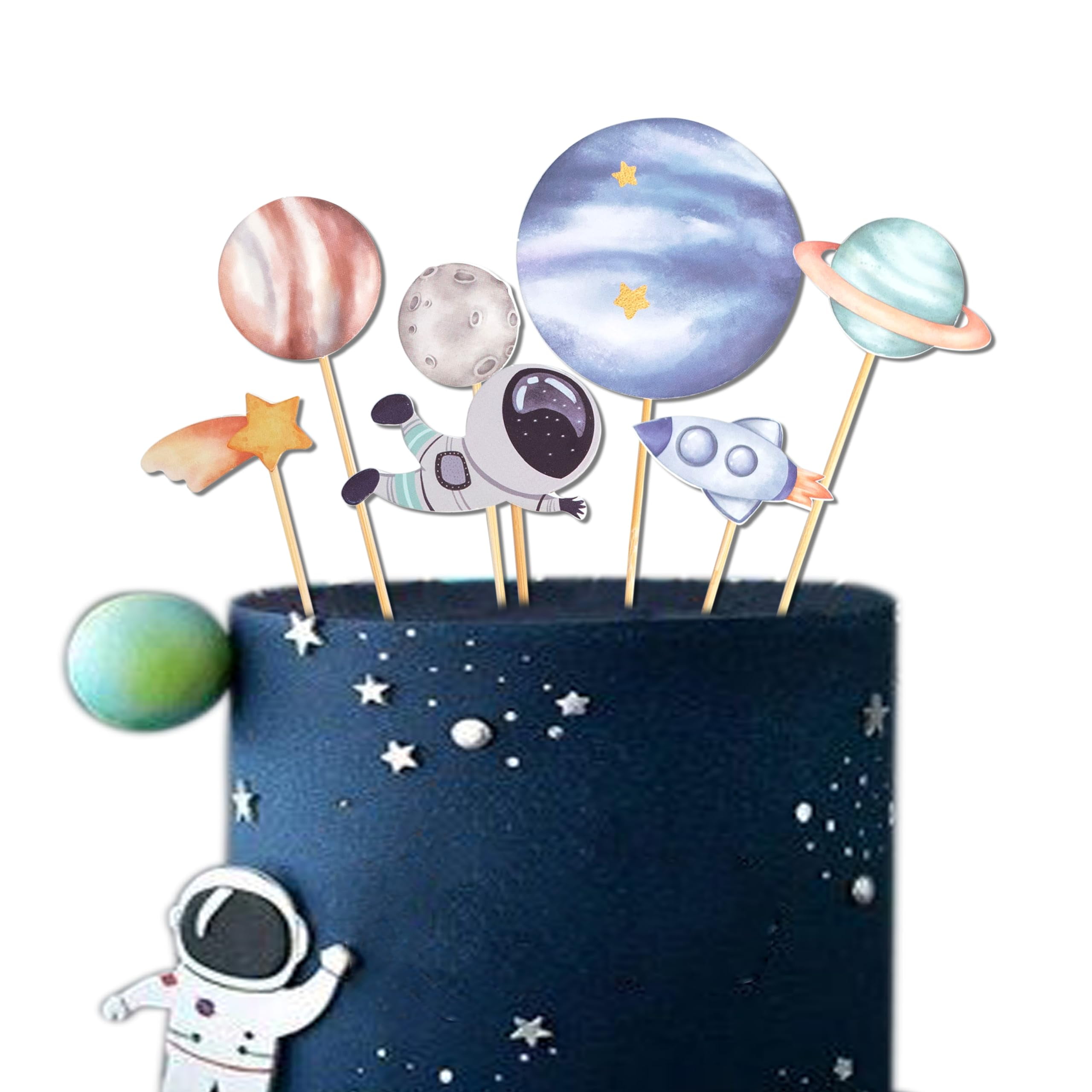 MUWEOL Outer Space Cake Topper - TVS1 Planet Outer Space Themed Party ...