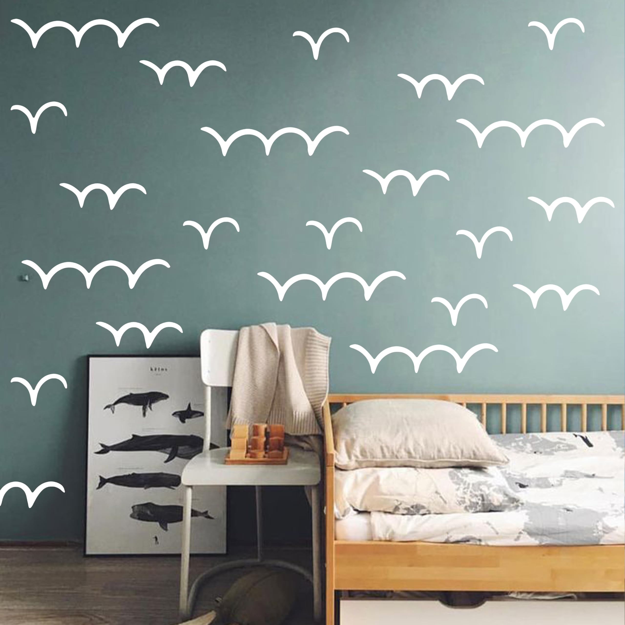 MUWEOL Wave Wall Decals - White Wave Wall Decal,Sea Wave Wall Stickers ...