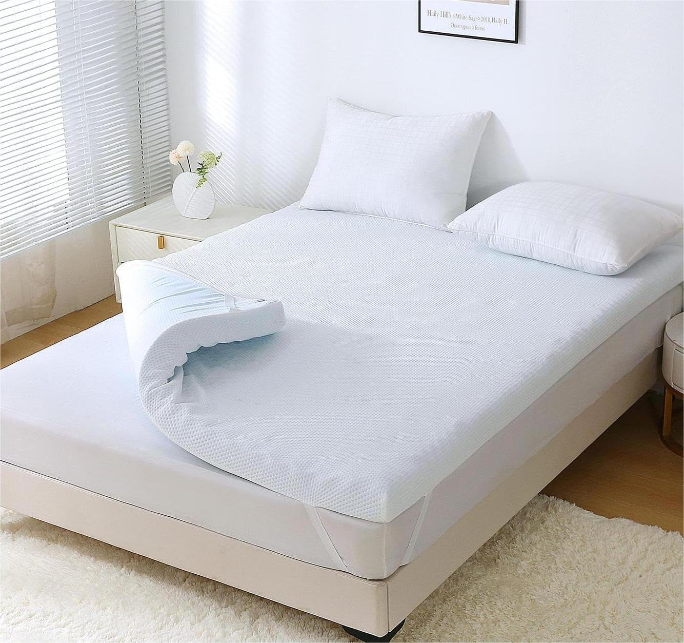 MUXHOMO 3 Inch Full Size Mattress Topper, 7-Zone Cooling Gel Infused ...