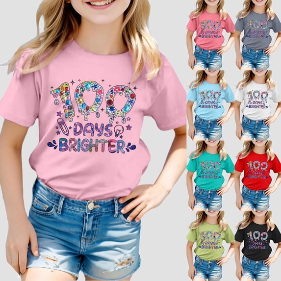 MUXiin 100 Days Of School Girls Funny Graphic T-Shirts Preppy T Shirts ...