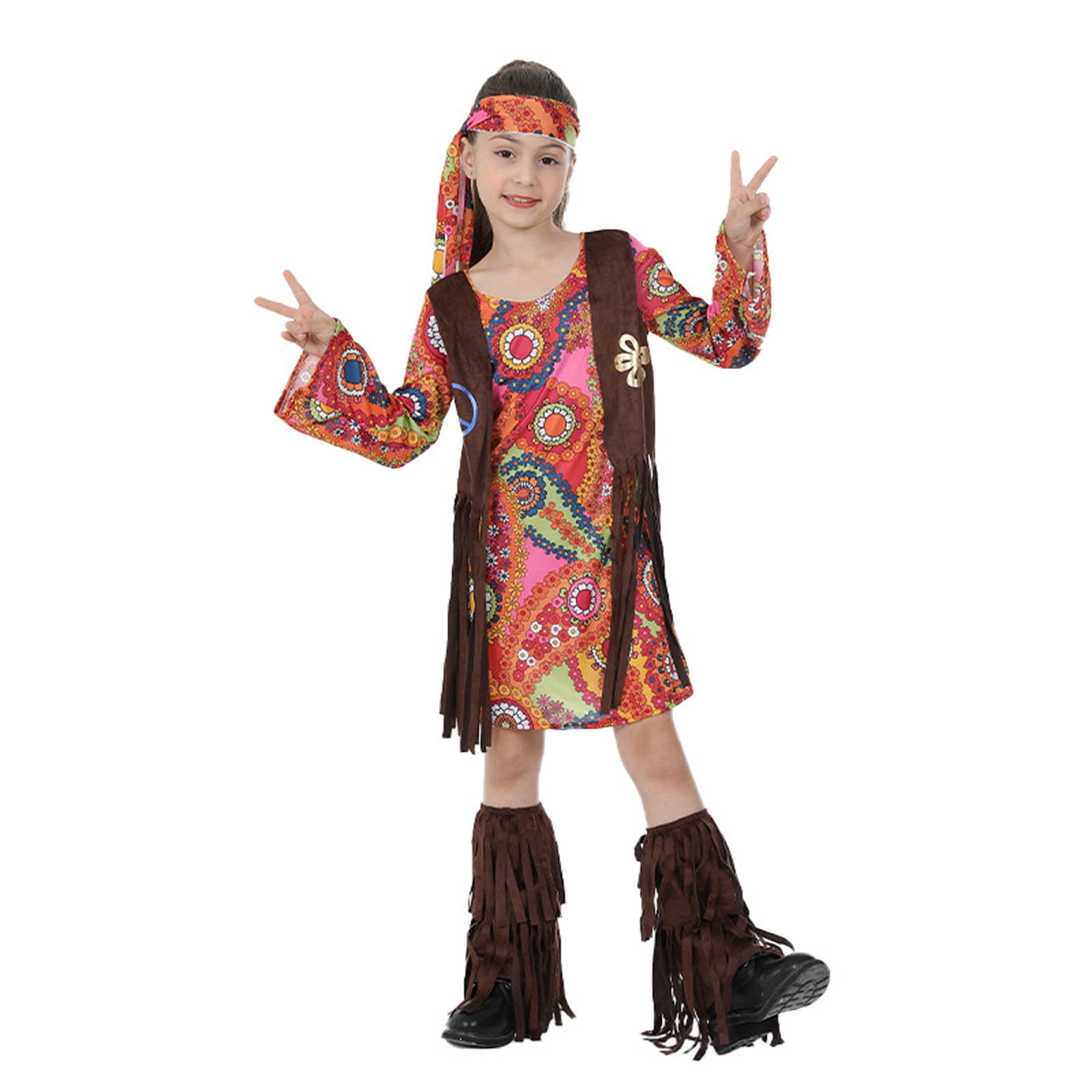 MUXiin 60s Hippie Girl Halloween Party Dress Up Outfit Stage ...