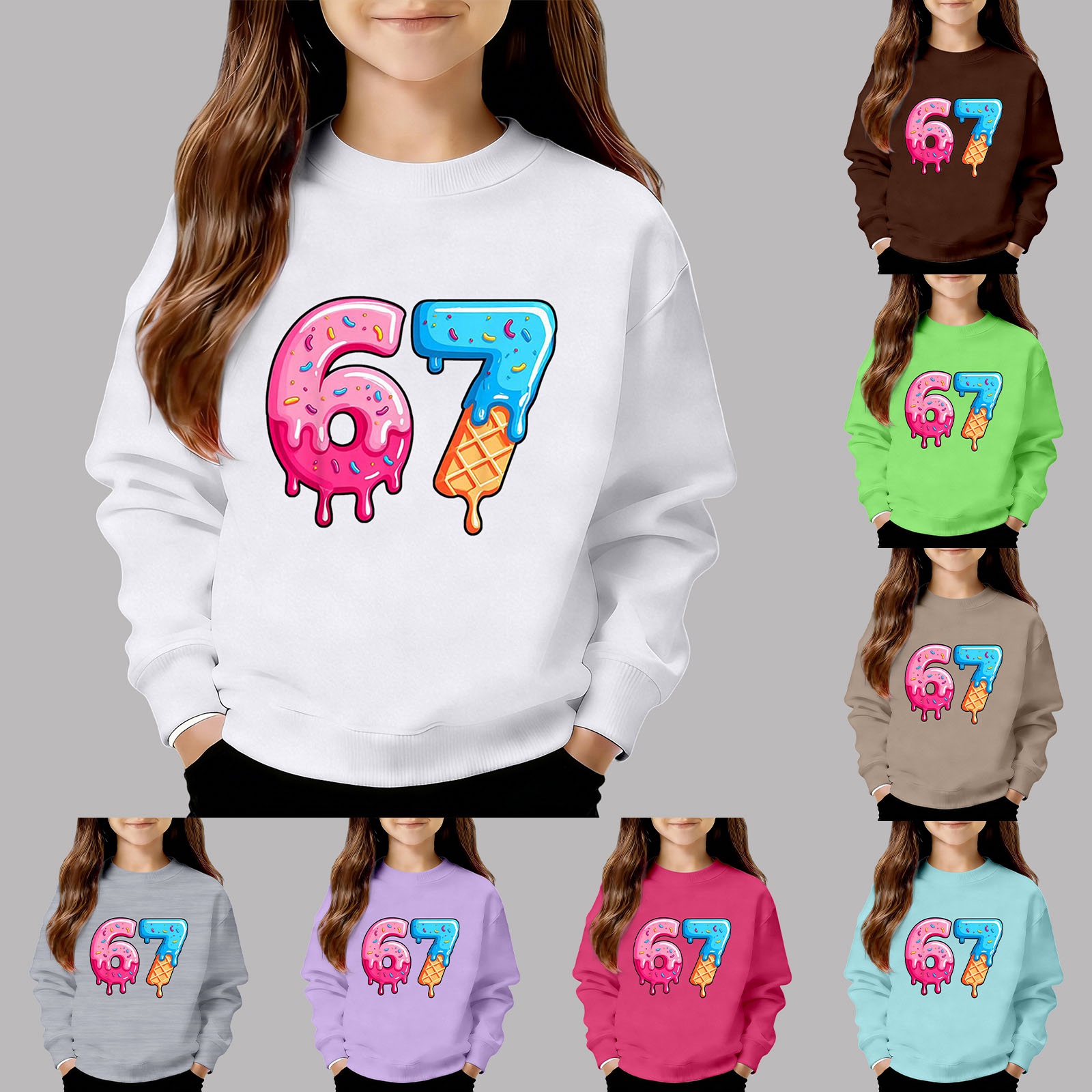 MUXiin 67 Sweatshirt Kids Hoodies for Girls 6 7 Meme Ice Cream Drip ...