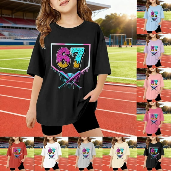 MUXiin 67 T Shirt Funny 67 Meme Cartoon Print Ice Cream Vacation Tops ...