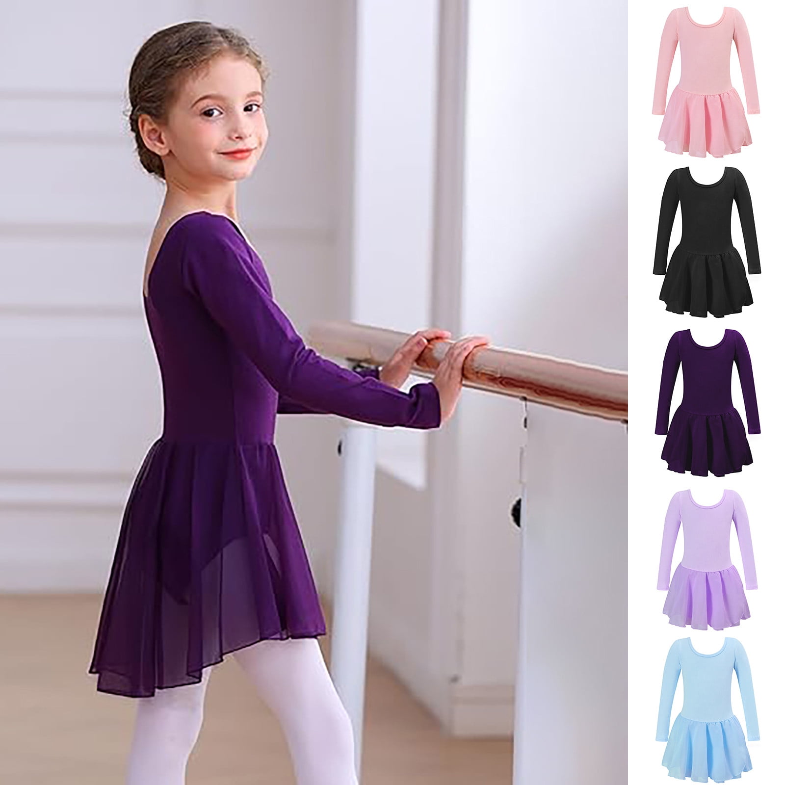 MUXiin Ballet Leotards for Girls Dance Leotard Long Sleeve Girls Criss ...