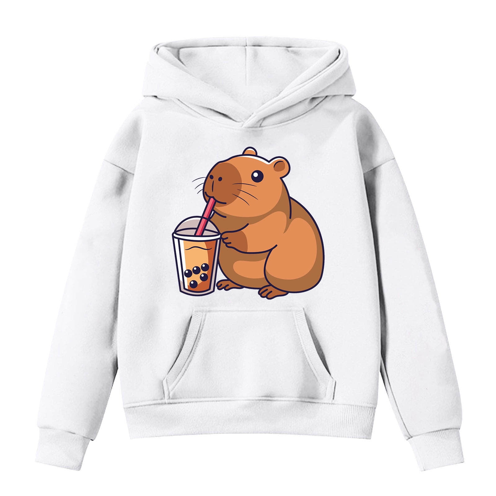 MUXiin Cute Capibala Graphic Girls Hoodie Set Long Sleeve Crew Neck ...