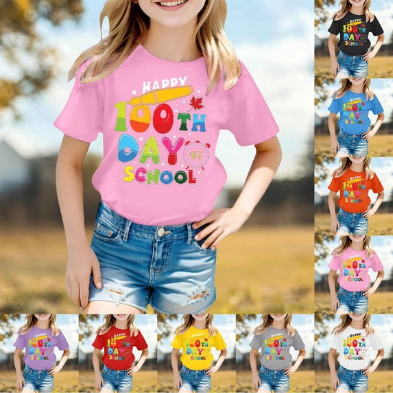 MUXiin Girls 100 Days Of School Shirt Funny Graphic T-Shirts Preppy T ...