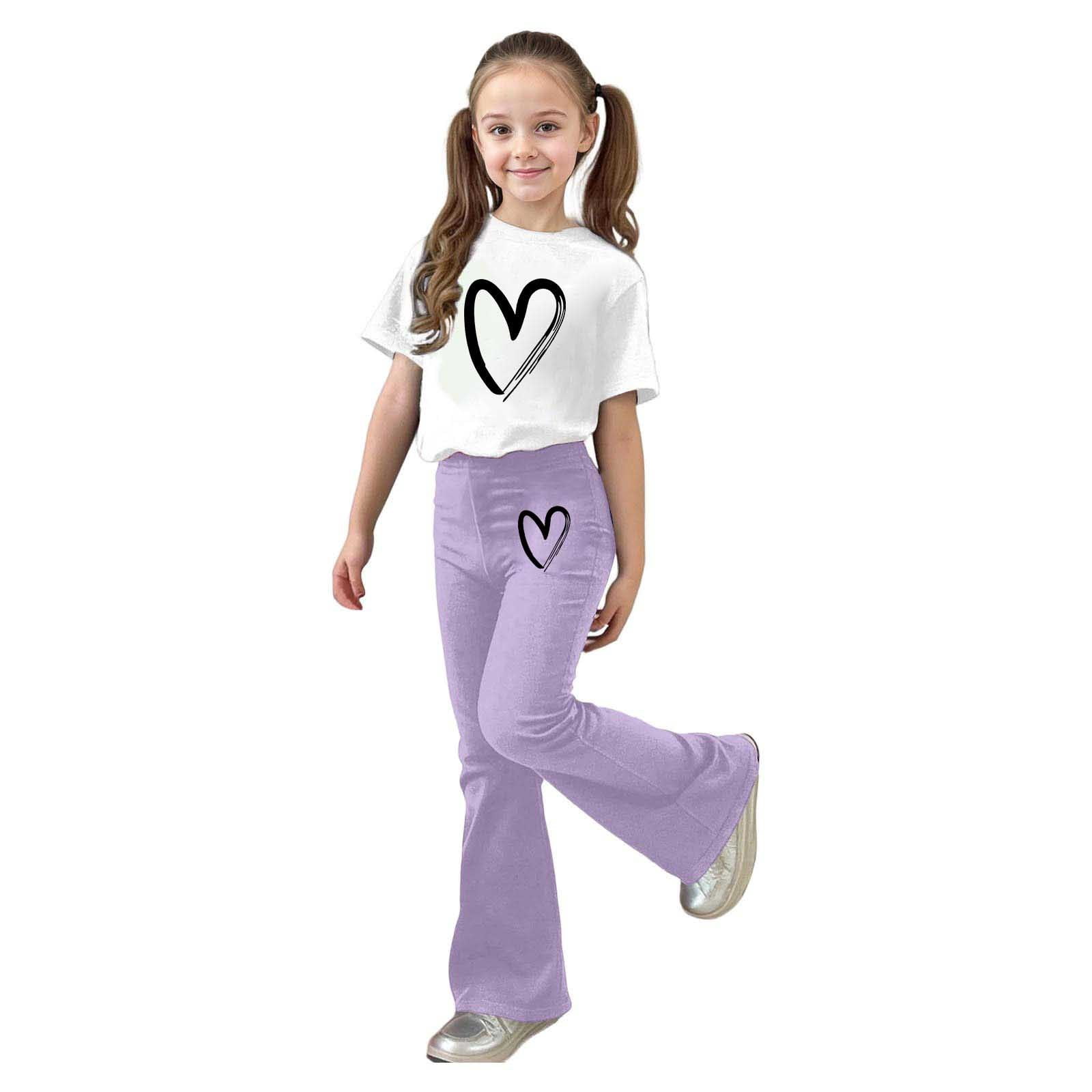 MUXiin Girls 2 Piece Outfits Cute Print Short Sleeve Shirt and Casual ...
