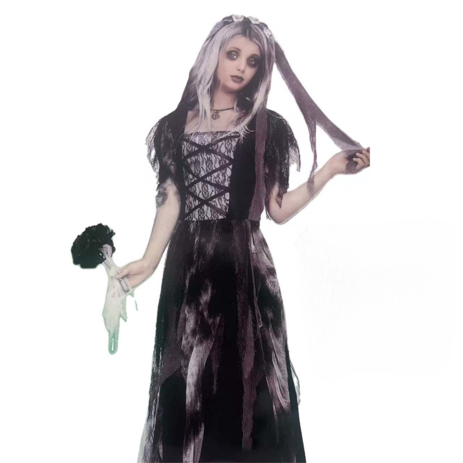MUXiin Girls Halloween Dress Gothic Witch Costume Elegant Dark Night ...