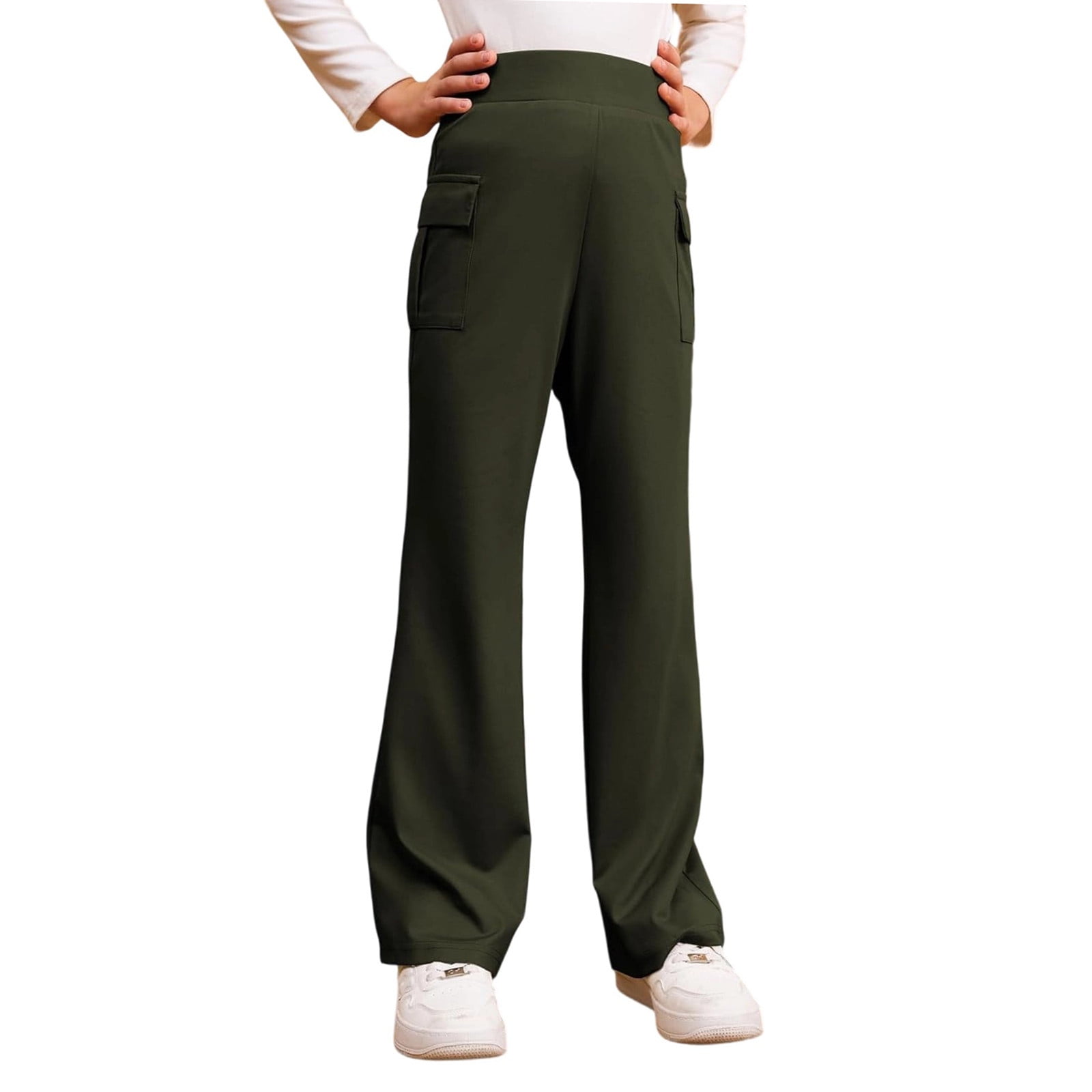 MUXiin Girls Khaki Pants Uniform,Girls Dress Pants Wide Leg Uniform ...