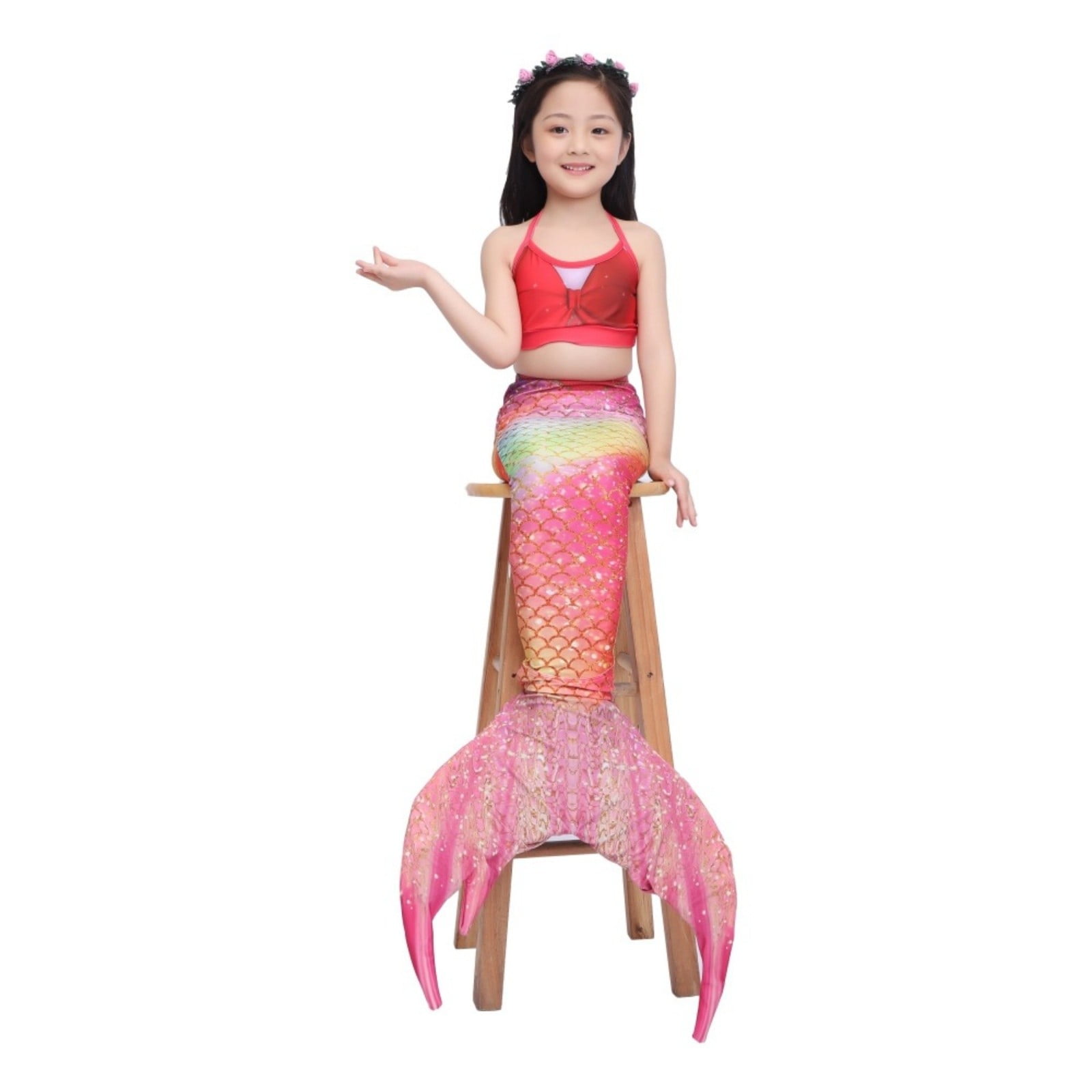 MUXiin Girls Mermaid Swimsuit with Tail Fish Tail Set Mermaid Tails ...
