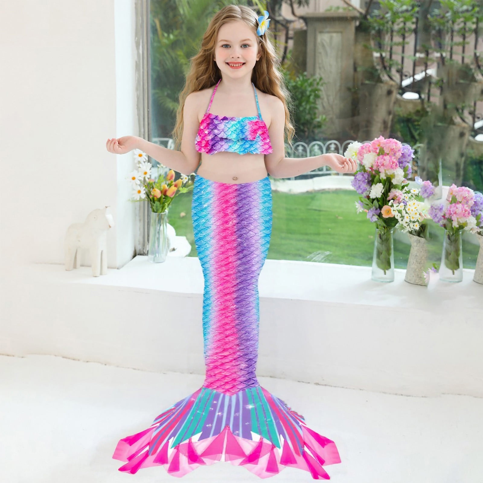 MUXiin Girls Mermaid Swimsuit with Tail Mermaid Tail Mermaid Bikinis ...