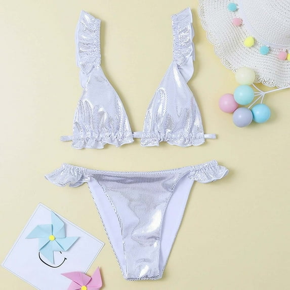 MUXiin Girls One Piece Swimsuits Two Piece Ruffled Details Girl ...