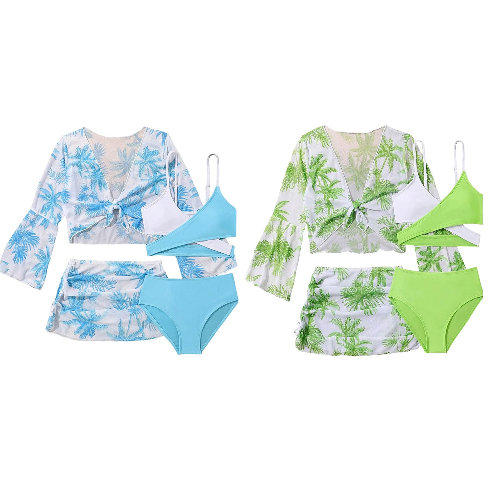 MUXiin Girls One Piece Swimsuits Two Piece Solid Color Girls Swimsuit ...
