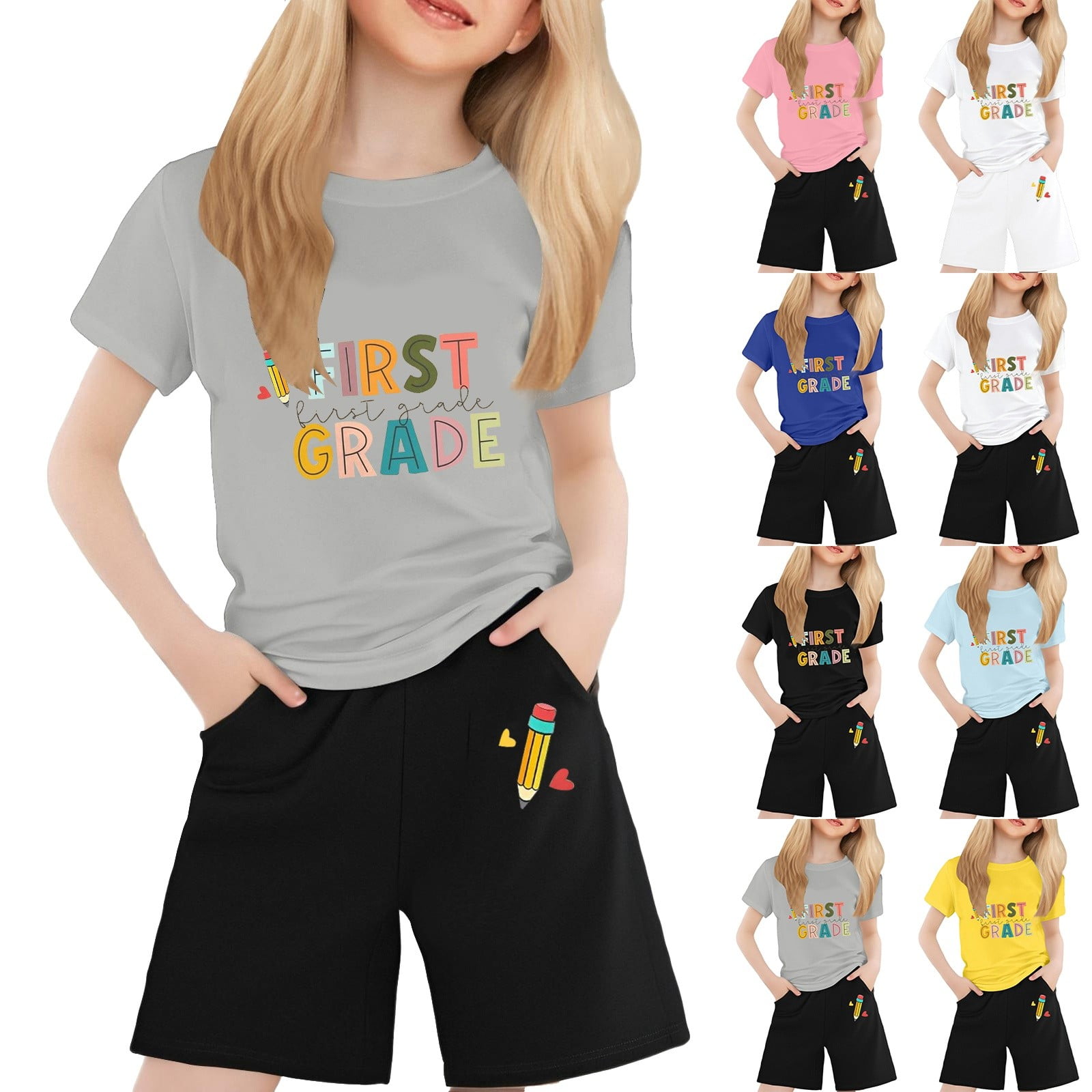 MUXiin Girls Outfits Size 10-12 Cute Print Short Sleeve Tee and Shorts ...