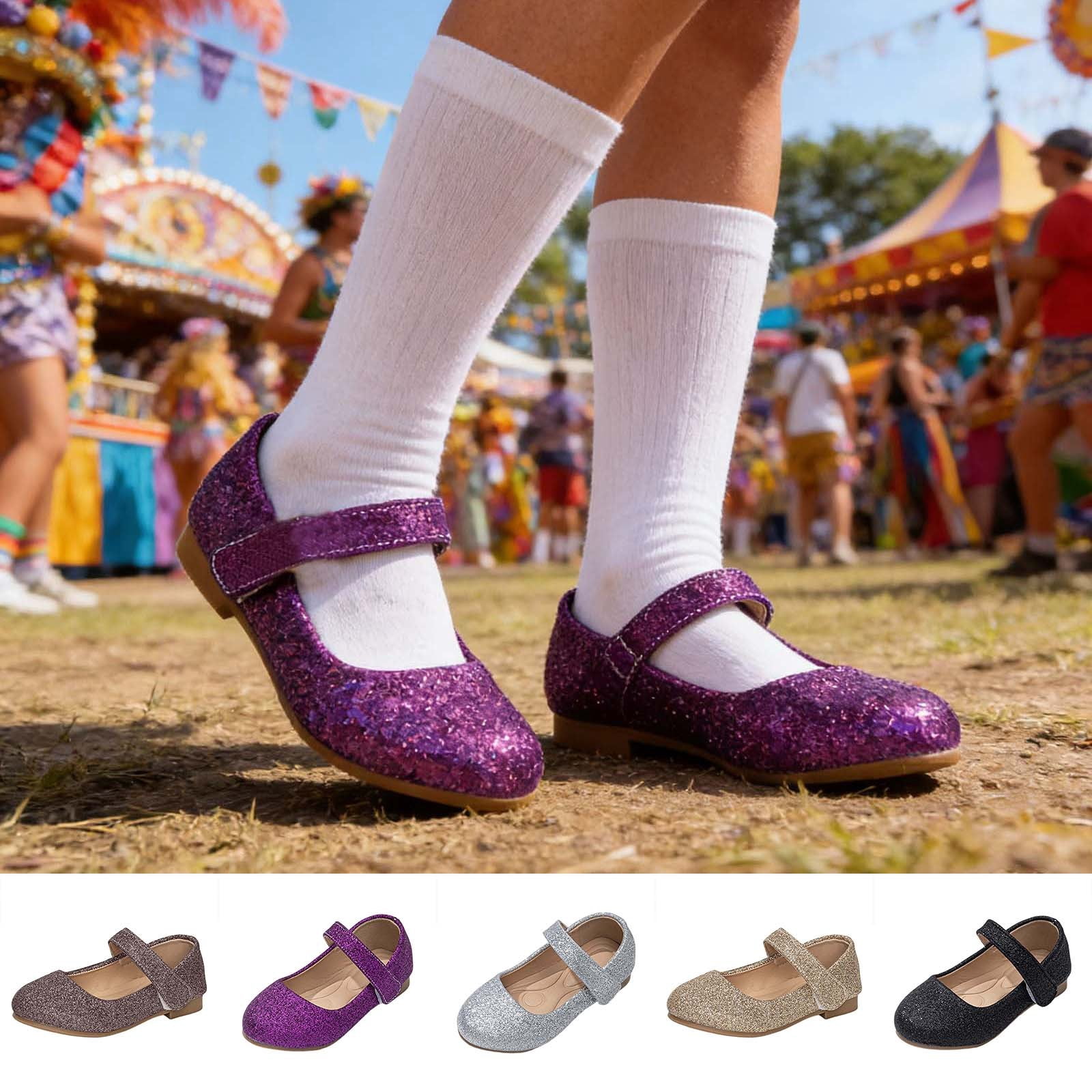 MUXiin Girls' Princess Shoes Kids Elsa Sandals Glitter Shoes High Heel ...