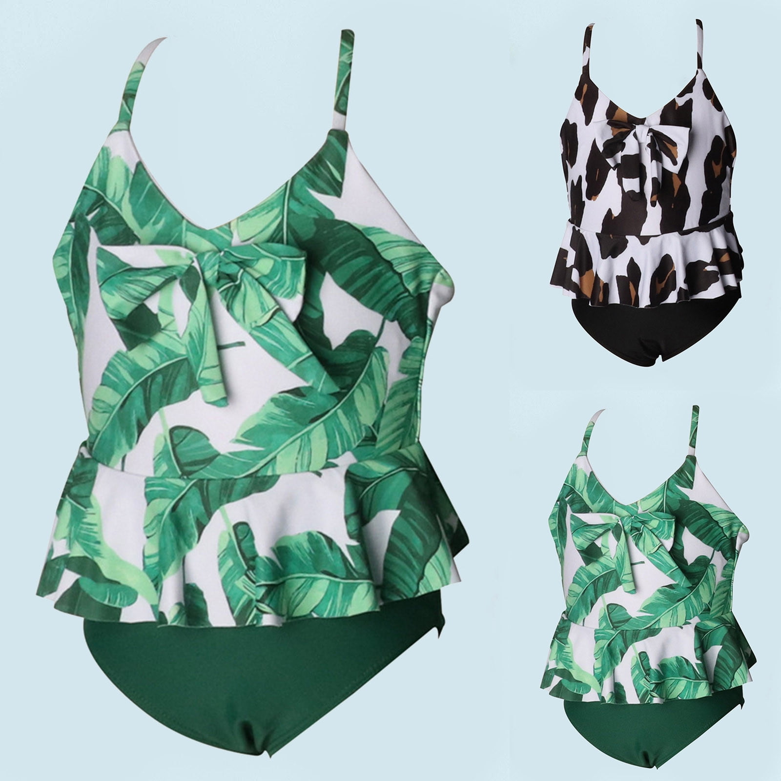 MUXiin Girls Tankini Swimsuit Two Piece Embroidered Details Bathing ...