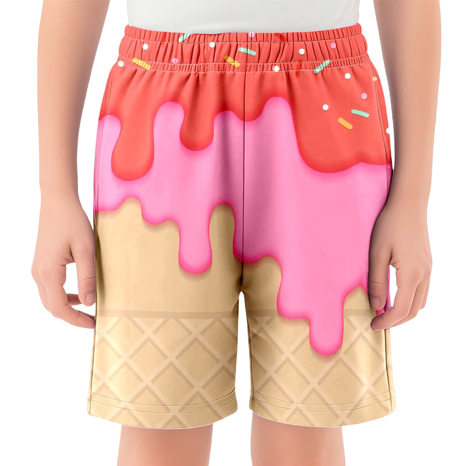 MUXiin Ice Cream Swim Trunks Boys Elastic Waist Pull-On Boy Swim Trunks ...