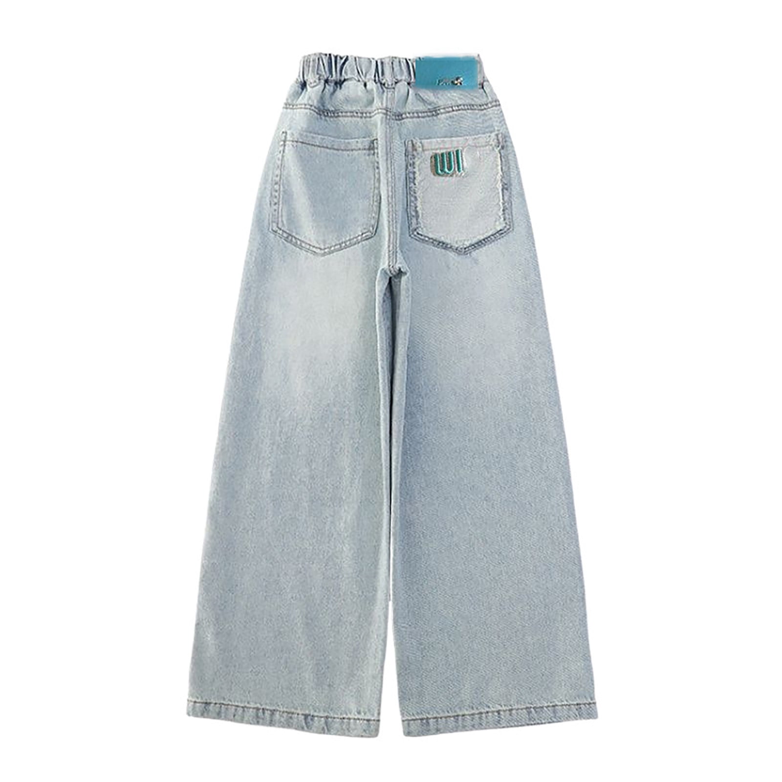 MUXiin Jeans for Teen Girls Low Rise Rip-Stop Elastic Waist Cotton Cute ...