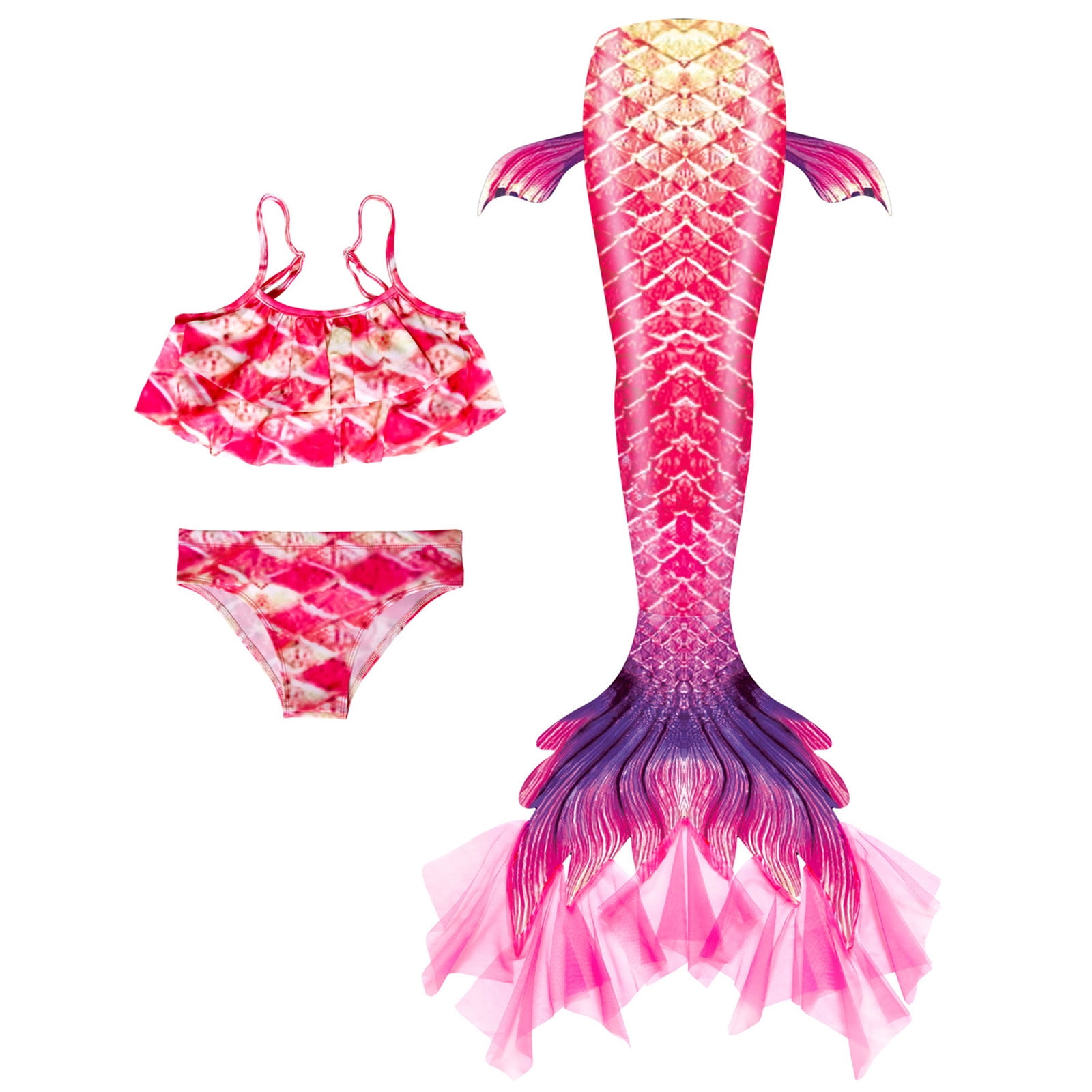 MUXiin Kid Girl Tail Tail Sling Bikini Fish Scale 3 Piece Girls ...