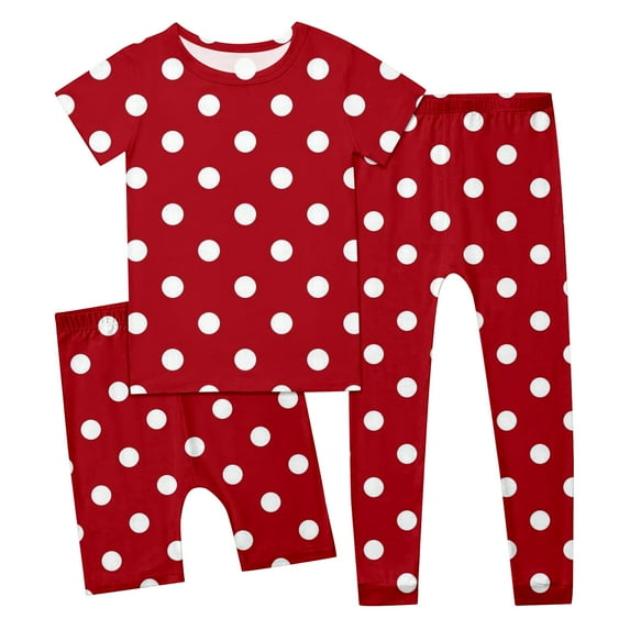 MUXiin Kids P𝙖𝙟𝙖𝙢𝙖s Girls 3-Piece Button Front Bow Print Short Set ...