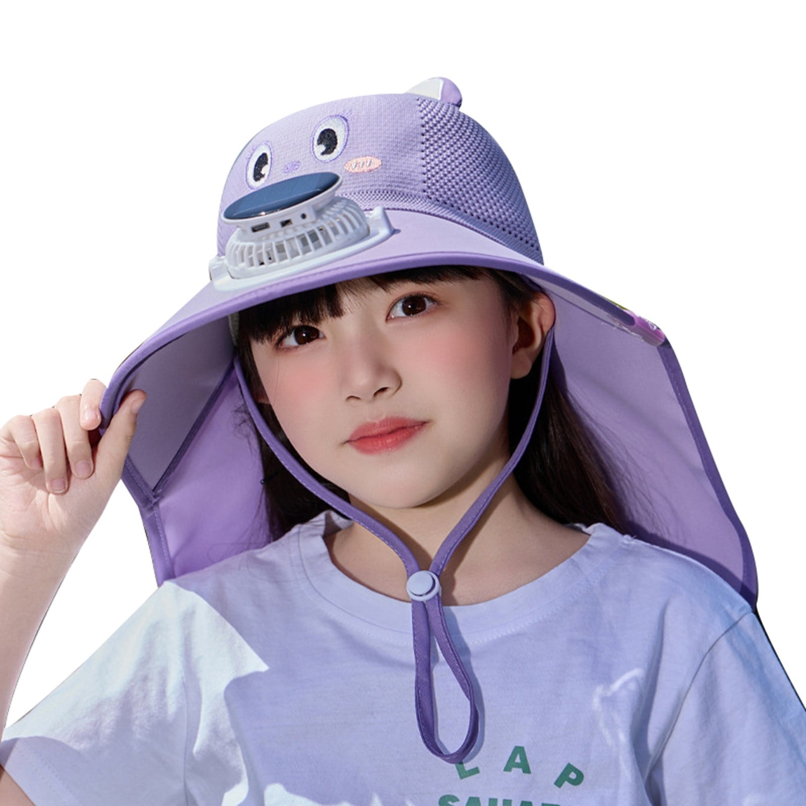 MUXiin Kids Solar Fan Hat Wide Brim Fishing Hat Summer Toddler Beach ...