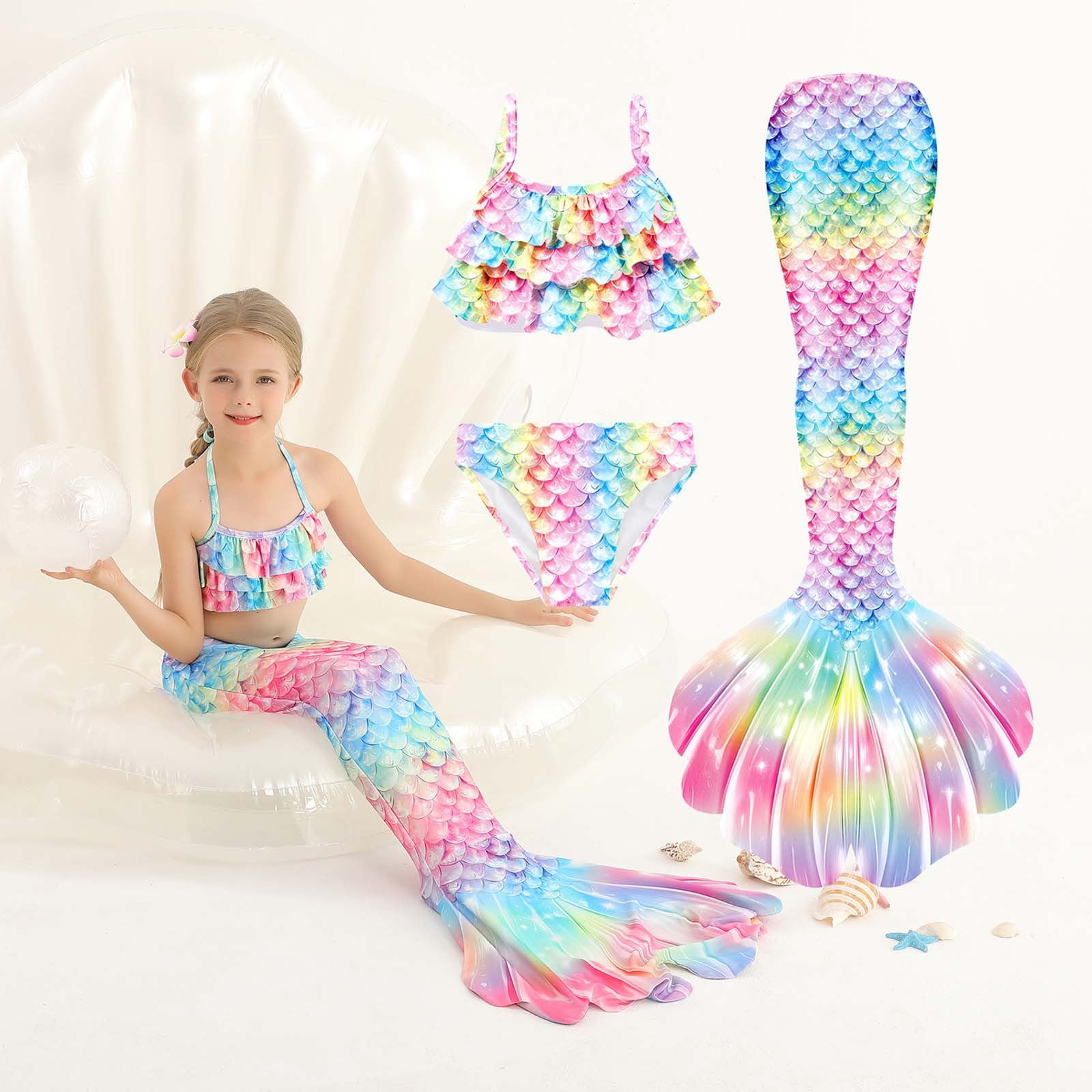 MUXiin Mermaid Swimsuit with Tail 3t Mermaid Tail Mermaid Costume ...