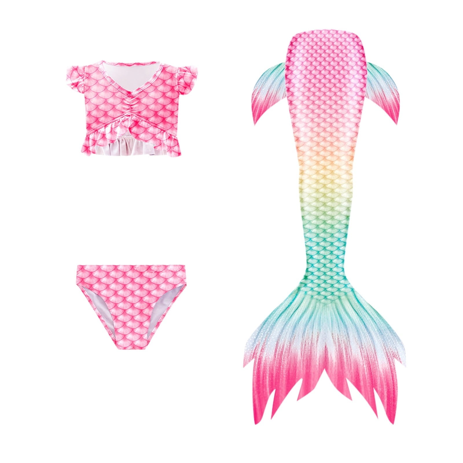 MUXiin Swimsuit with Tail Tail Bikinis Set Fish Scale 3 Pieces Swimming ...