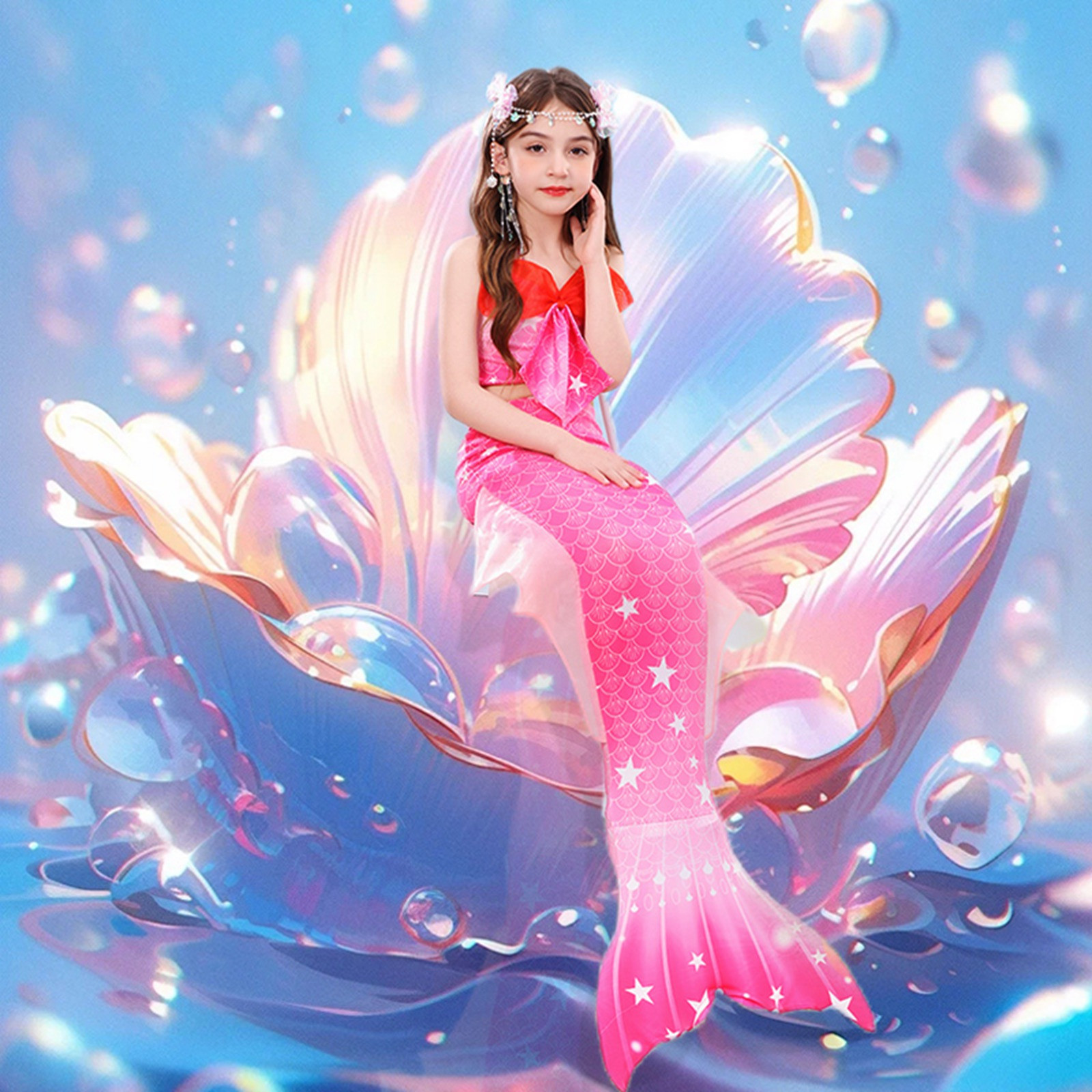 MUXiin Mermaid Tail Swimsuit for Girls 7-8 4 Piece Set Swimsuit for ...