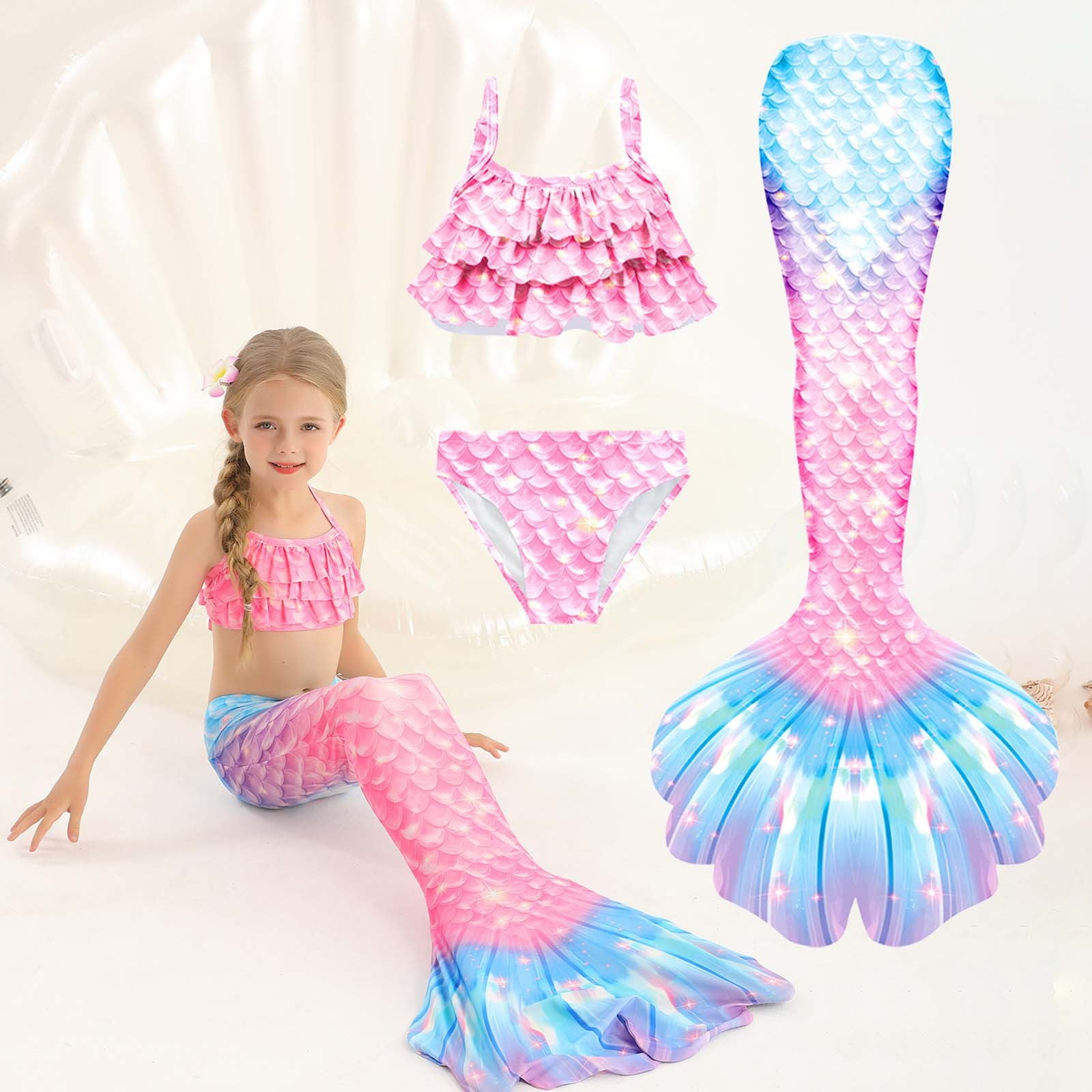 MUXiin Mermaid Tail Swimsuit for Girls 7-8 Fish Tail Set Mermaid ...