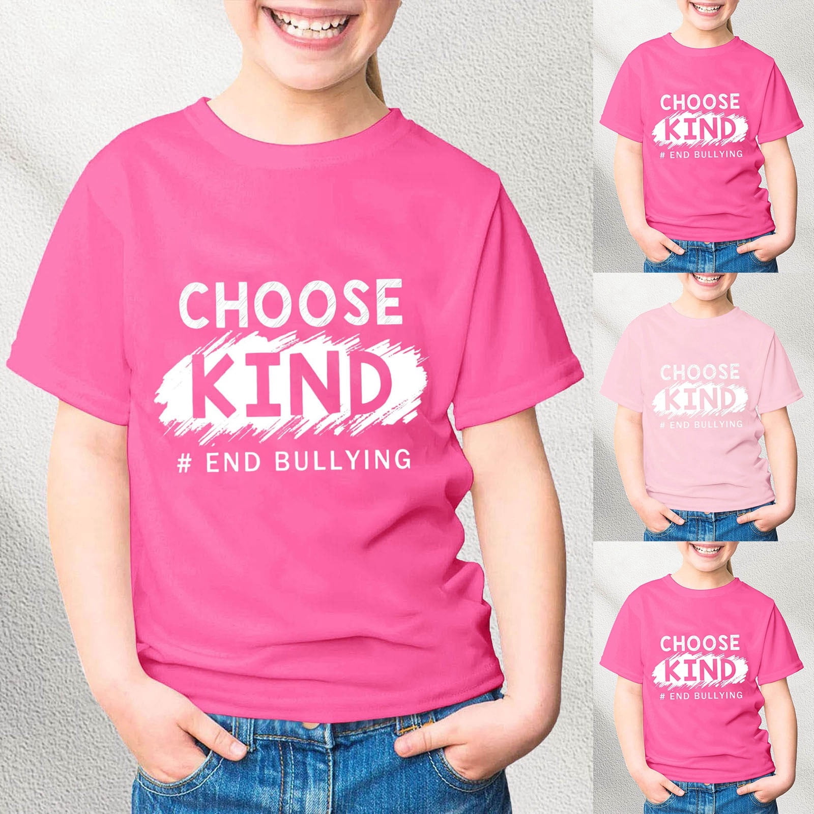 MUXiin Pink Shirt Day 2026 for Kids Love Pattern Shirts Be Kind Pink ...