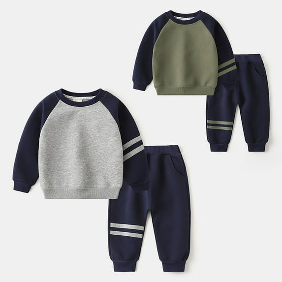 MUXiin Toddler Baby Boy Fall Winter Color Block Sweatshirt Outfit ...