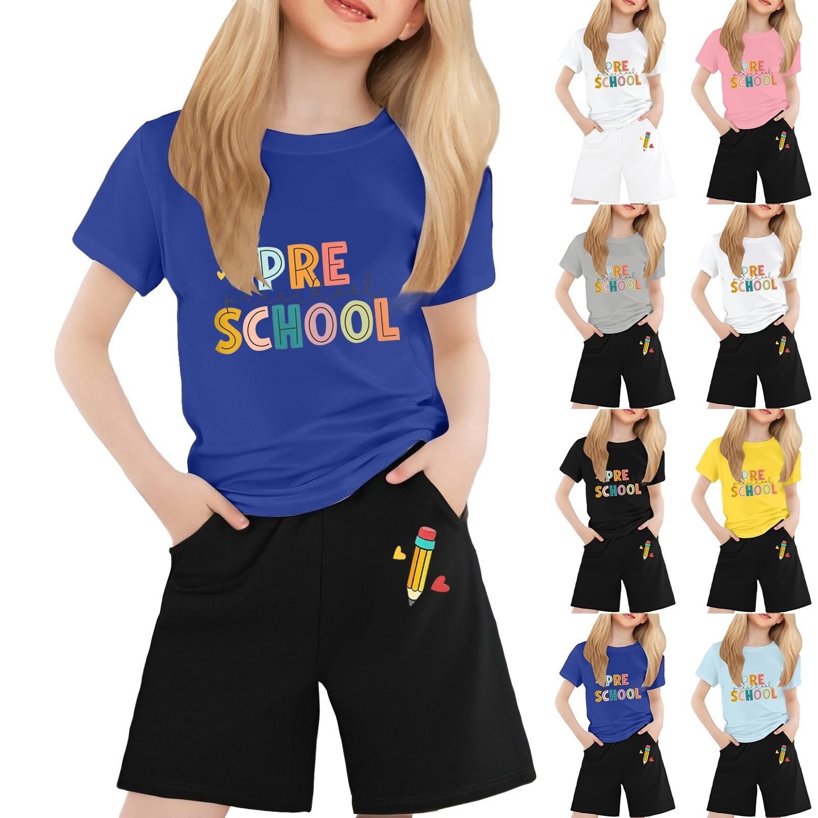 MUXiin Toddler Girl Summer Outfits 3-4t Bow Shorts Sleeve Sports Sets ...