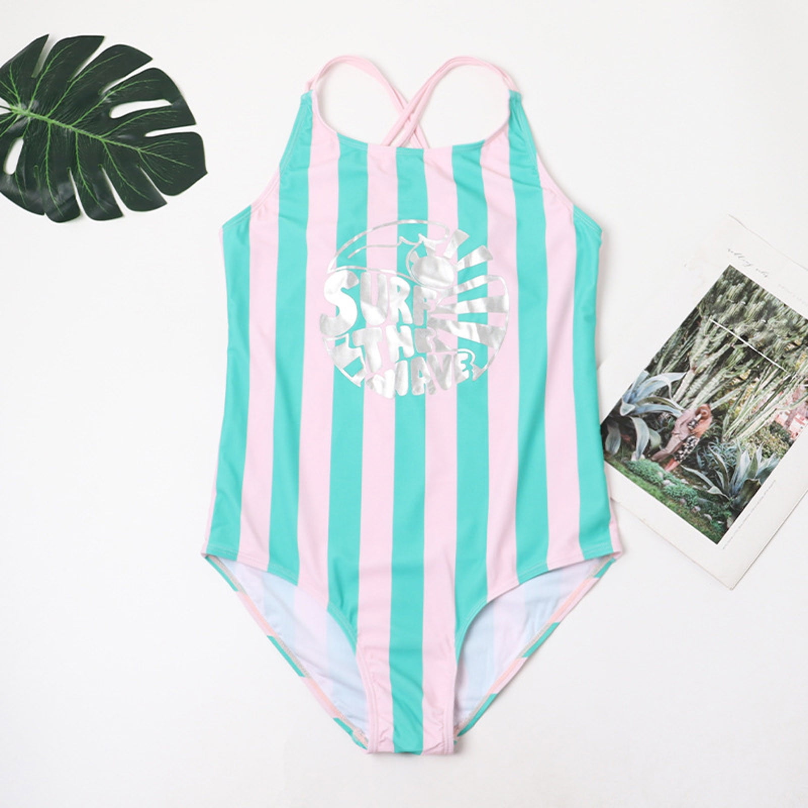 MUXiin Toddler Girl Swimsuit 4t One Piece Tankini Solid Color Bathing ...