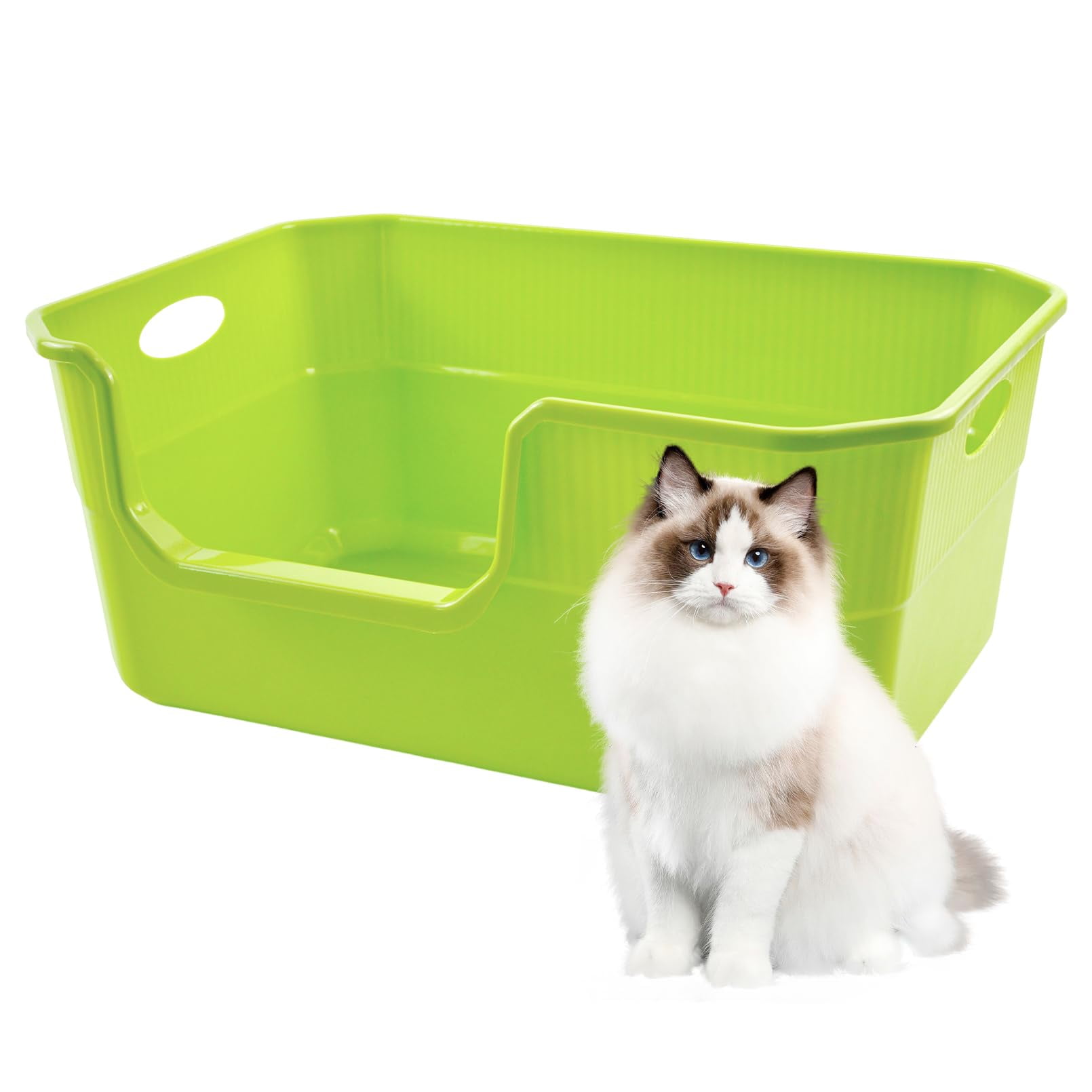 MUYG Large Litter Pan Low Entry,High Wall Litter Box Side Entry Plastic ...