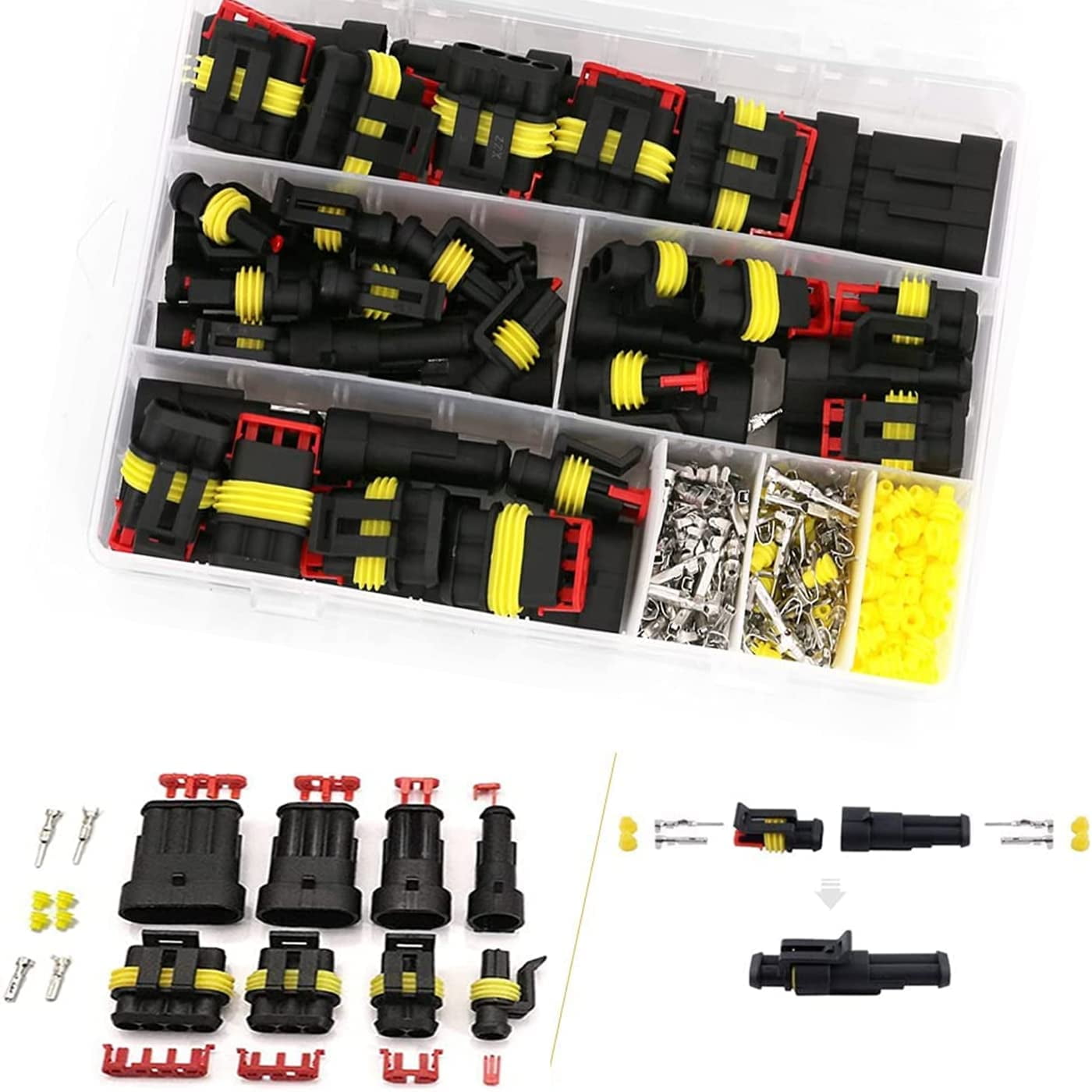 MUYI 384PCS Electrical Connectors Kit, 1/2/3/4 Pin Automotive ...