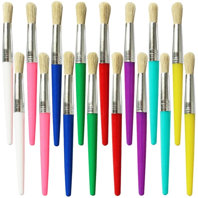 MUZHIYUA 16 Pcs Plastic Handle Colossal Paint Brush for Preschool Art ...