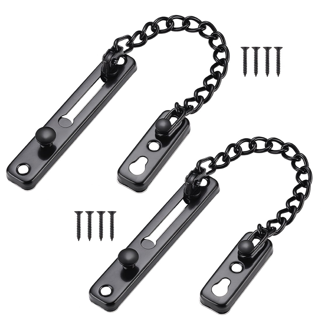 MUZHIYUA 2 Pack Door Chain Lock Black Stainless Steel Door Guard with ...