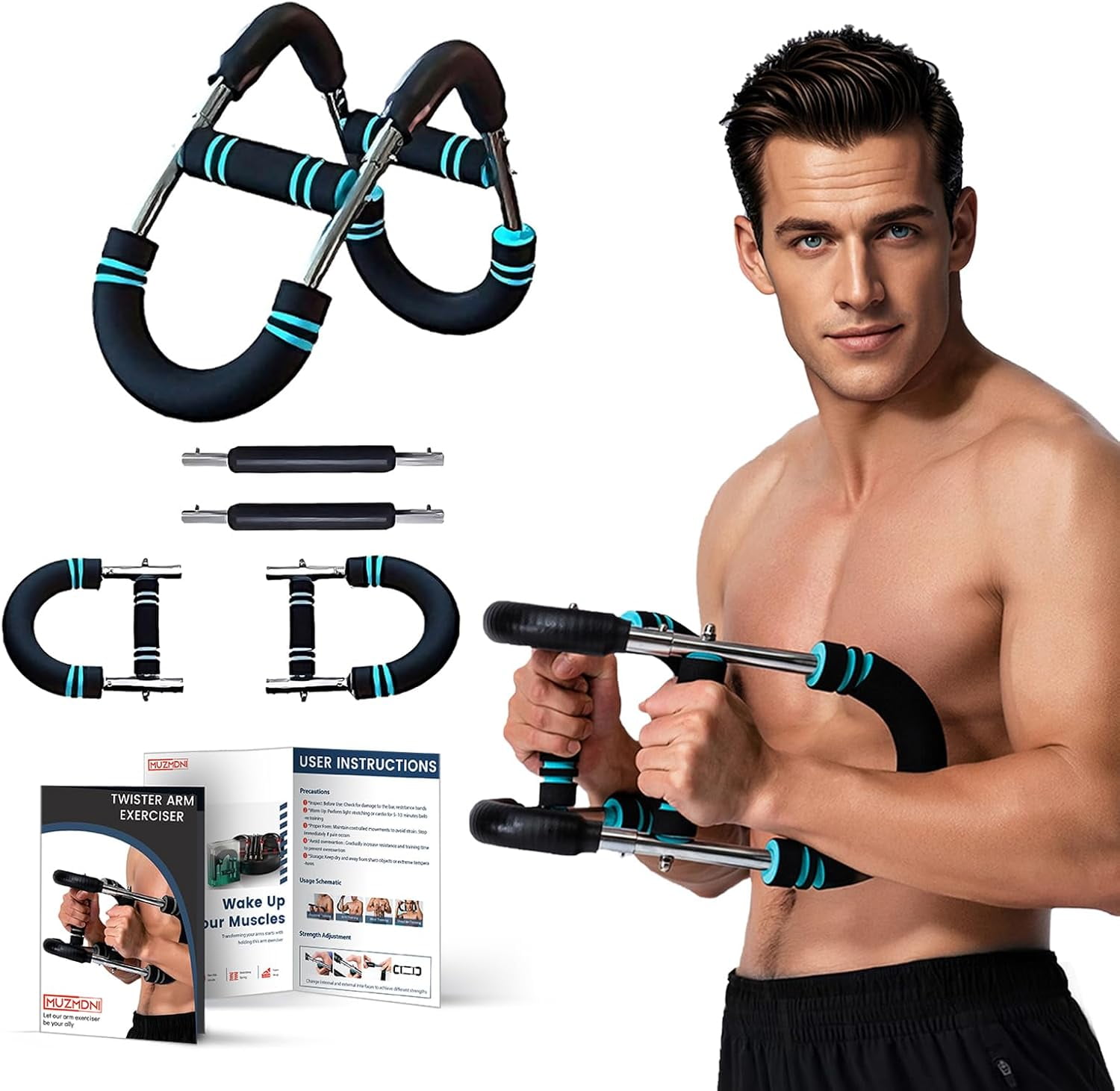 MUZMDNI Twister Arm Trainer Equipment Adjustable Spring Workout Bar ...