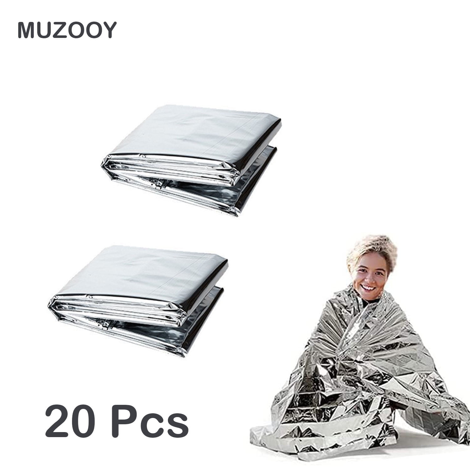 MUZOOY 20 Pcs Emergency Mylar Thermal Blankets, Insulating Heat for ...